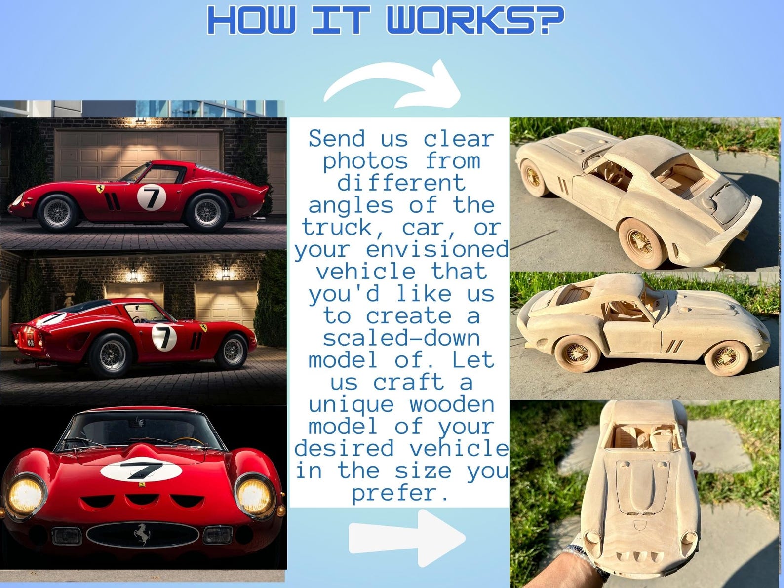 Handmade Ferrari 250 GTO Wooden Car Model, Natural Lime Wood - Etsy