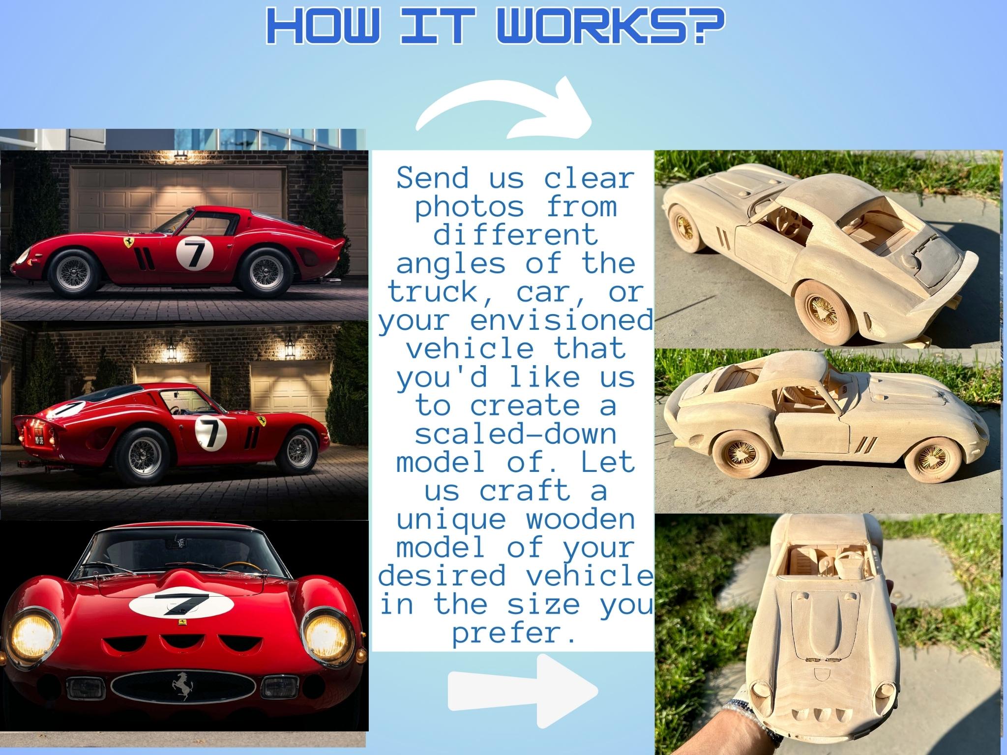 Handmade Ferrari 250 GTO Wooden Car Model, Natural Lime Wood - Etsy