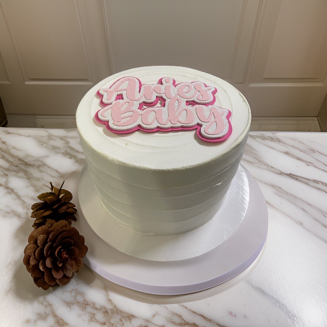 Zodiac Sign Cake Topper Glitter Pink Cake Topper Cake Charm Simple Name ...
