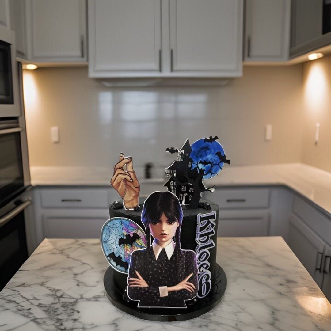 Wednesday Addams Inspired Cake Topper Addams Family Inspired Cake ...