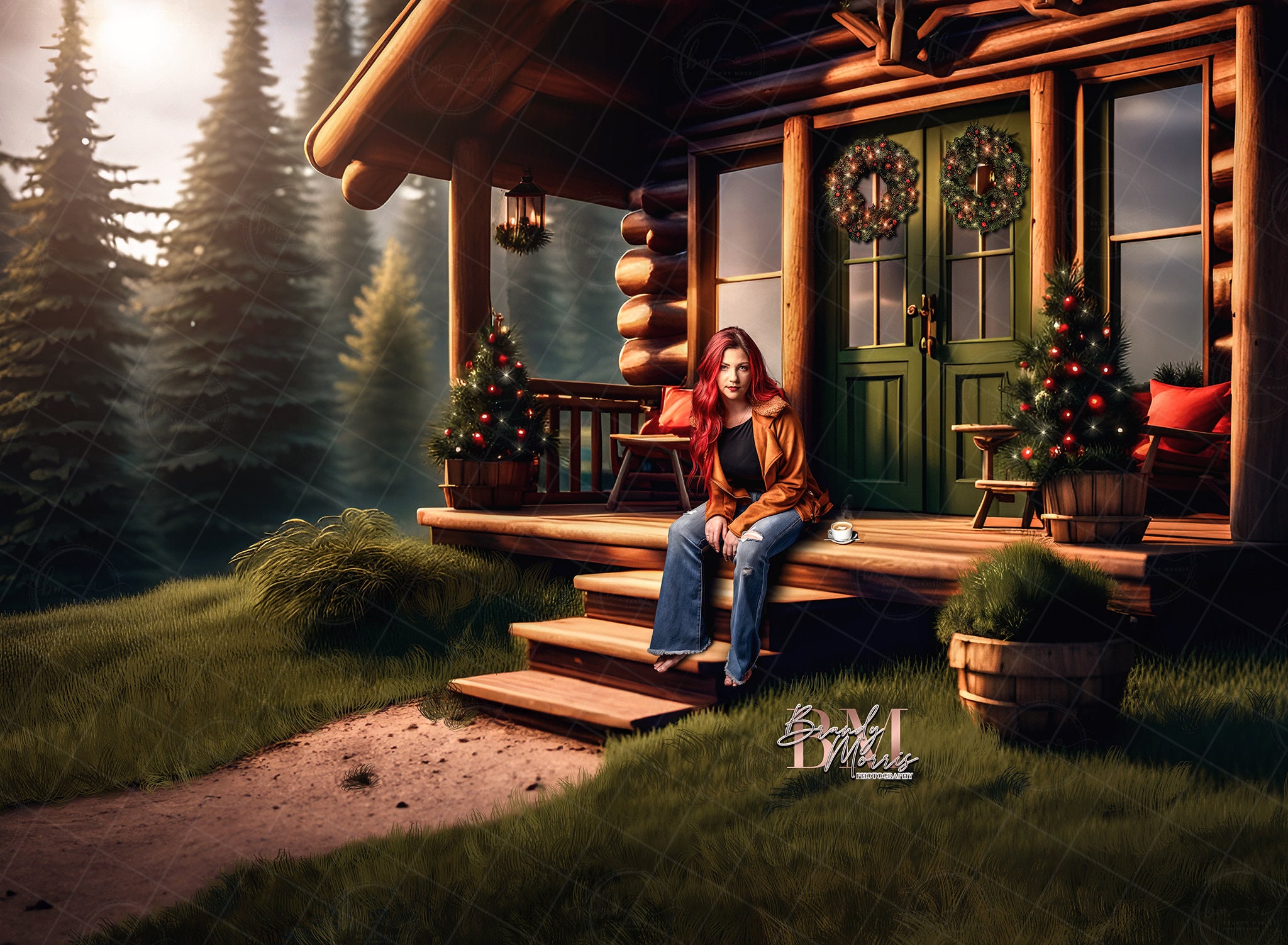 Christmas Cabin - Digital Background - Etsy