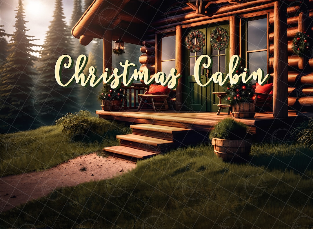 Christmas Cabin - Digital Background - Etsy