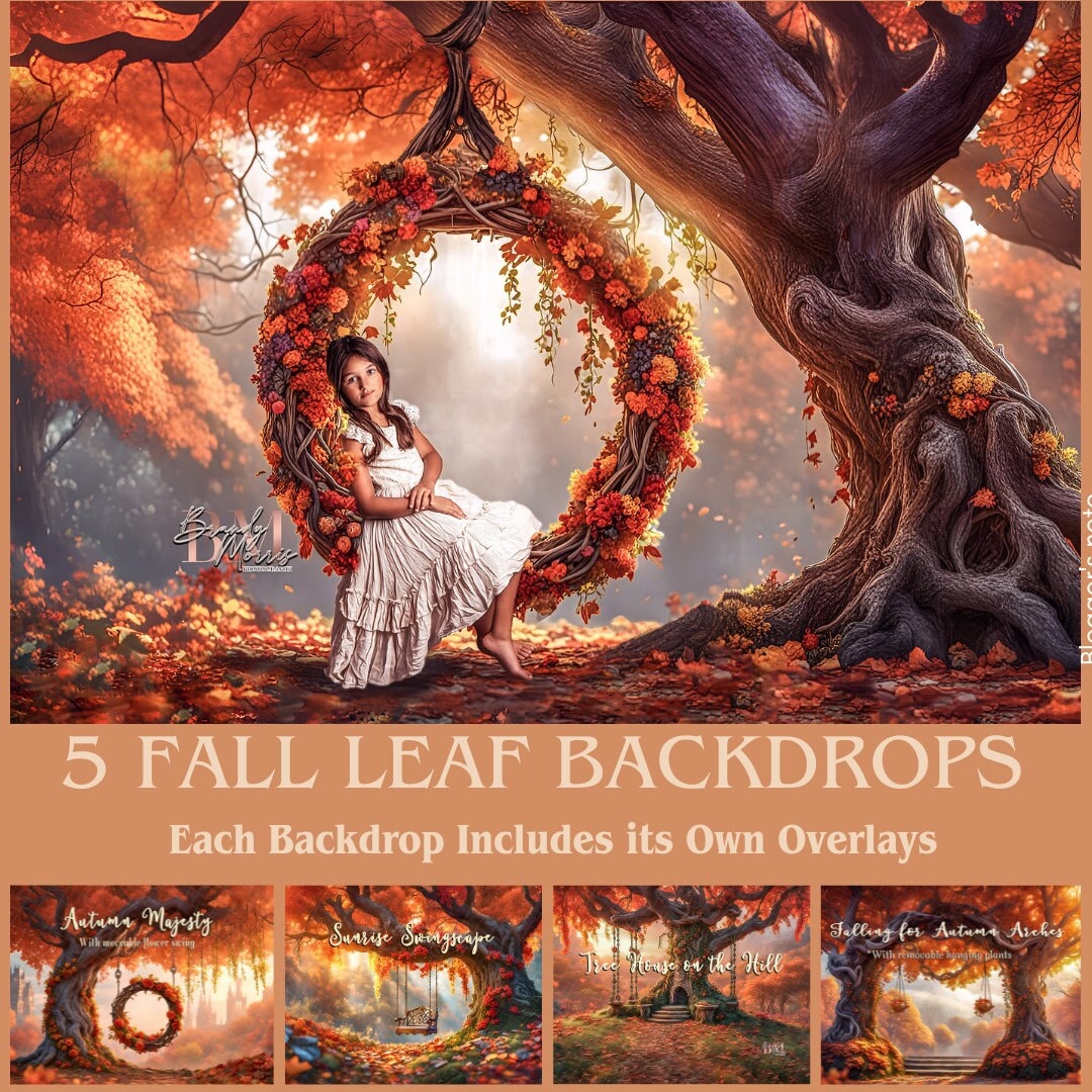 5 Fall Leaf Backdrops - Digital Background Bundle (PSD and JPEG) - Etsy