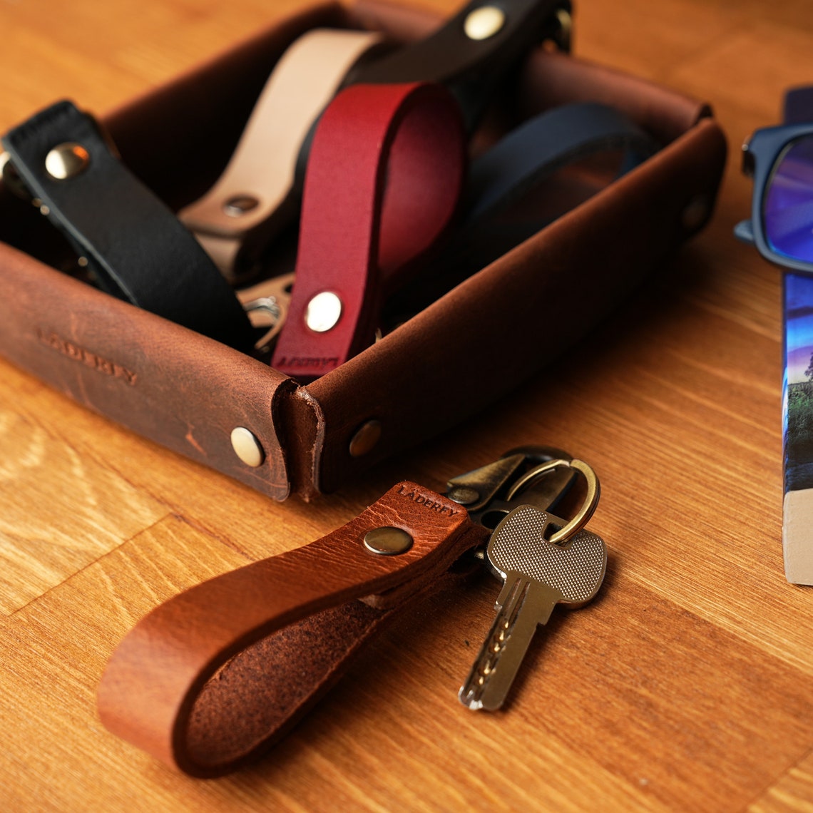 Genuine Leather Keychain With Tactical HK Clip Car Key FOB EDC - Etsy