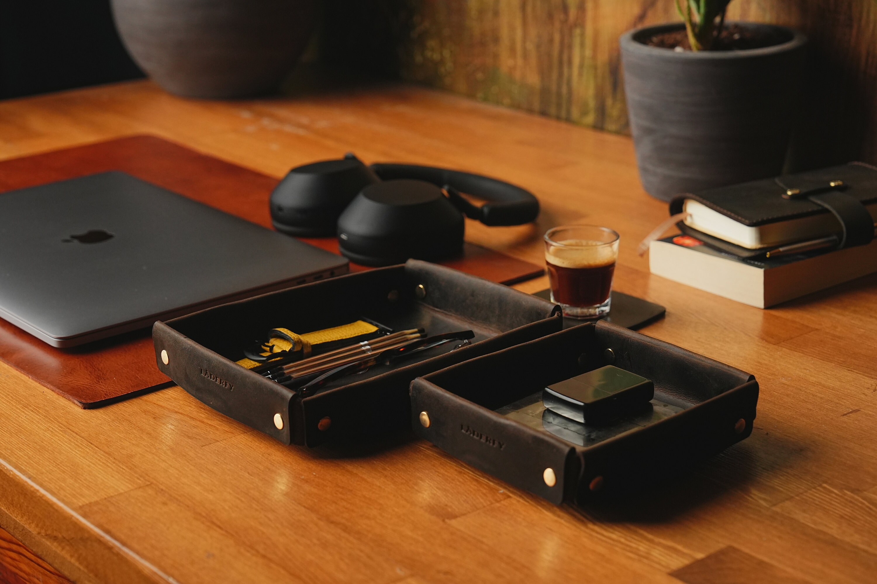 Dual Leather Desk Organizer Personalized Office Desk Organizer - Etsy