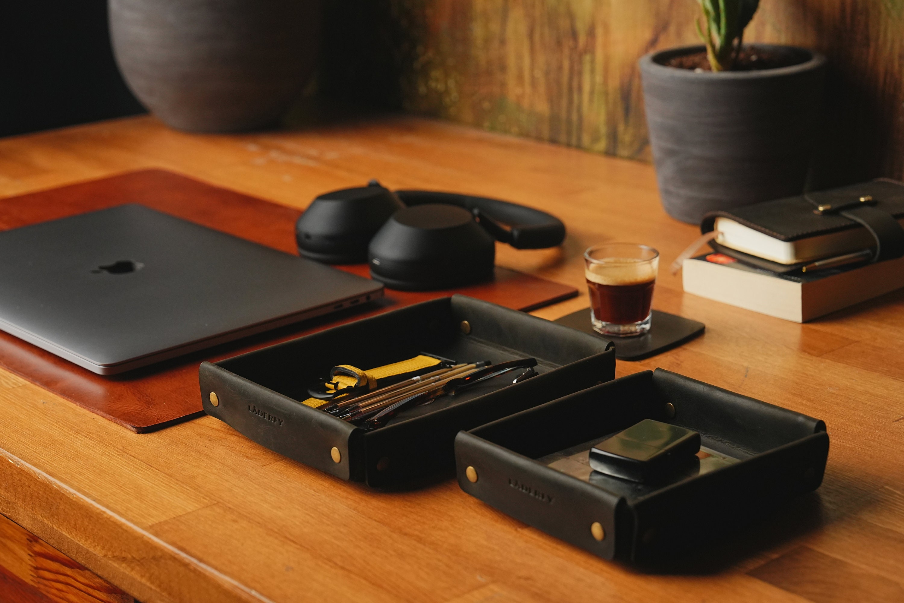 Dual Leather Desk Organizer Personalized Office Desk Organizer - Etsy