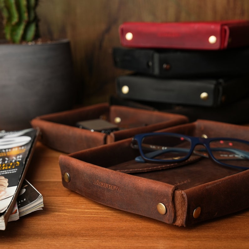 Dual Leather Desk Organizer Personalized Office Desk Organizer - Etsy