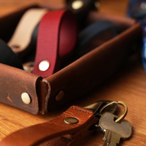 Genuine Leather Keychain With Tactical HK Clip Car Key FOB EDC Keychain ...