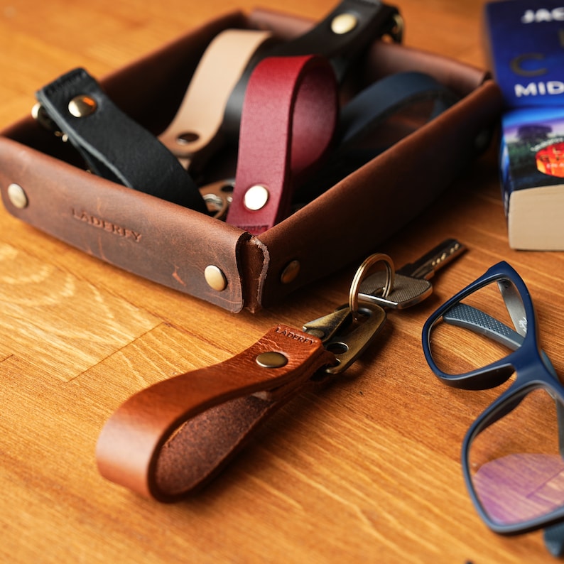 Genuine Leather Keychain With Tactical HK Clip Car Key FOB EDC - Etsy