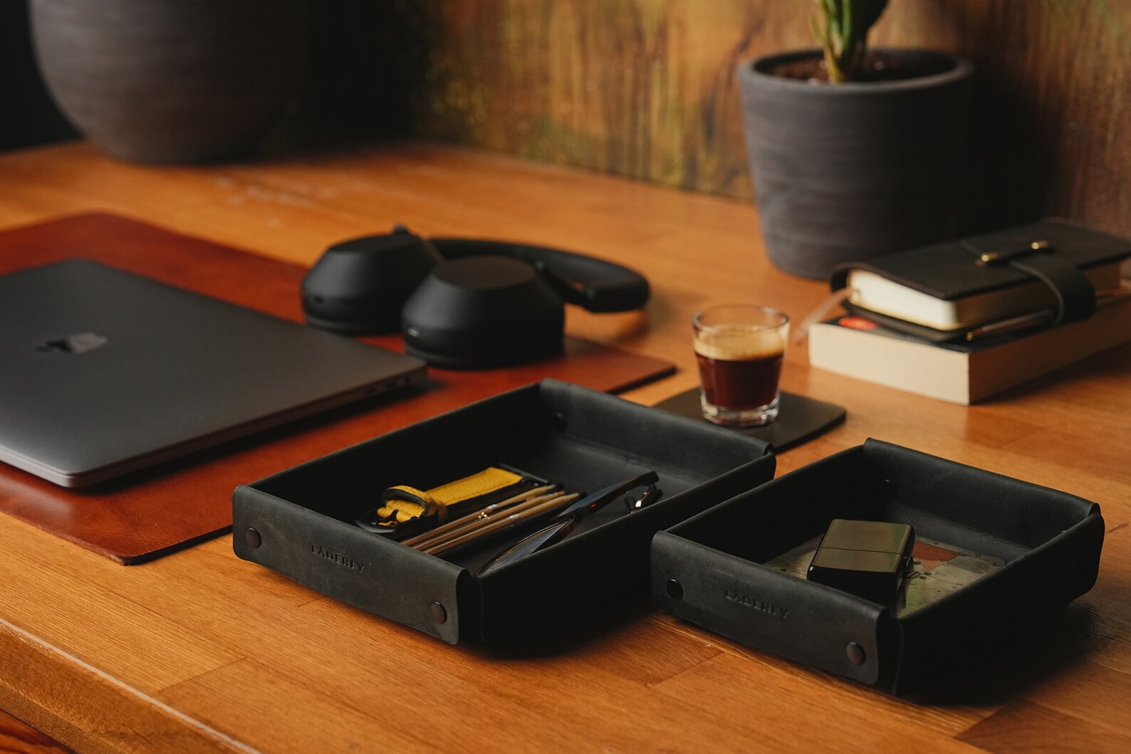 Dual Leather Desk Organizer Personalized Office Desk Organizer - Etsy