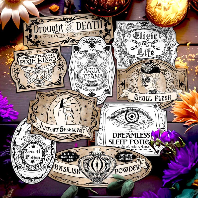 Potion Bottle Label Printable Magic Apothecary Label Alchemy Witchcraft ...