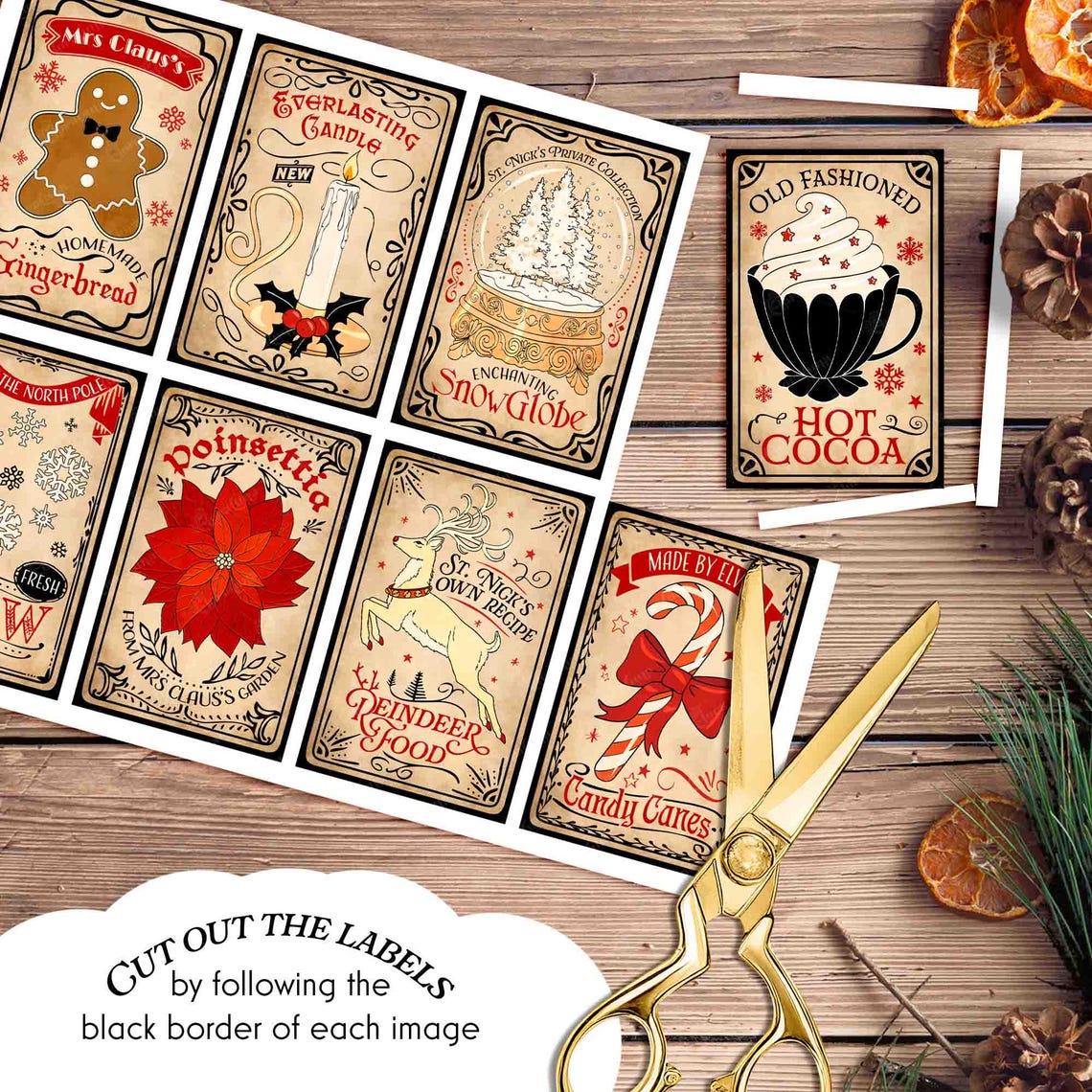 Printable Christmas Label Apothecary Old Fashioned Ephemera Retro Xmas ...