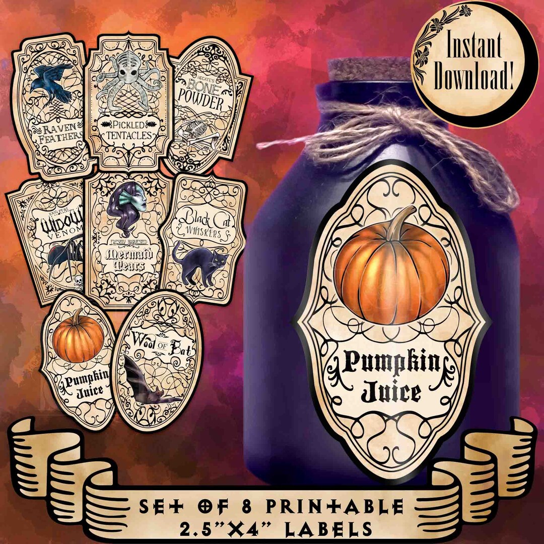Potion Bottle Labels Printable Apothecary Labels Vintage Halloween ...