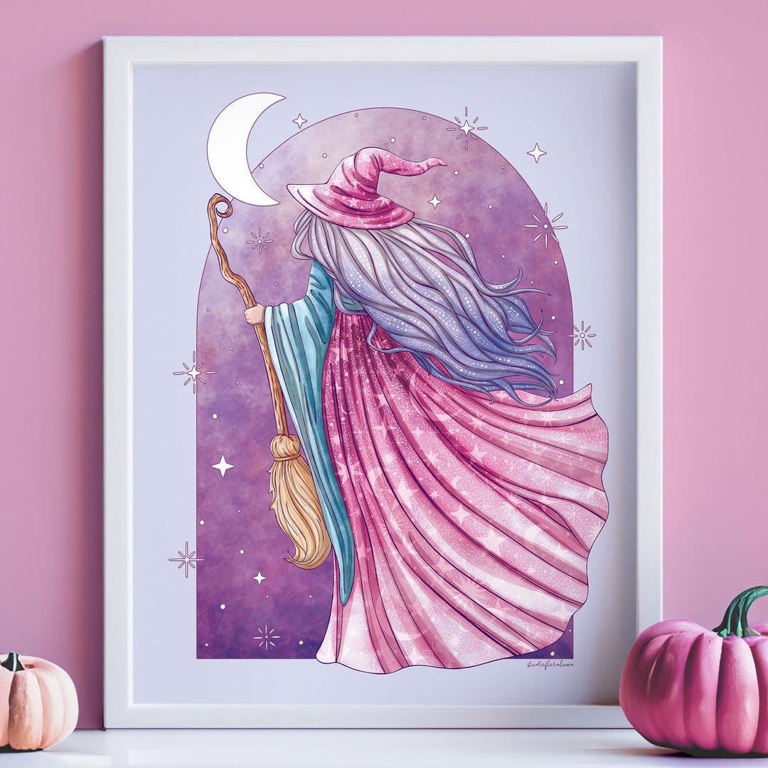 Witch Poster Halloween Pastel Goth Witchy Illustration Printable ...