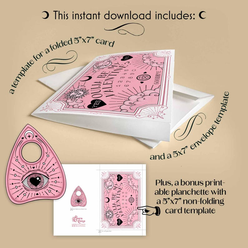 Printable Ouija Valentine With Planchette, Creepy Cute 5x7 Anniversary ...