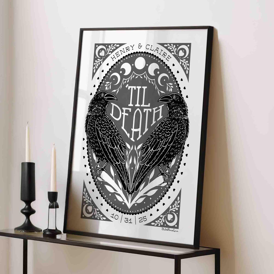 Til Death Custom Couple Art Printable Personalized Anniversary Date Art ...
