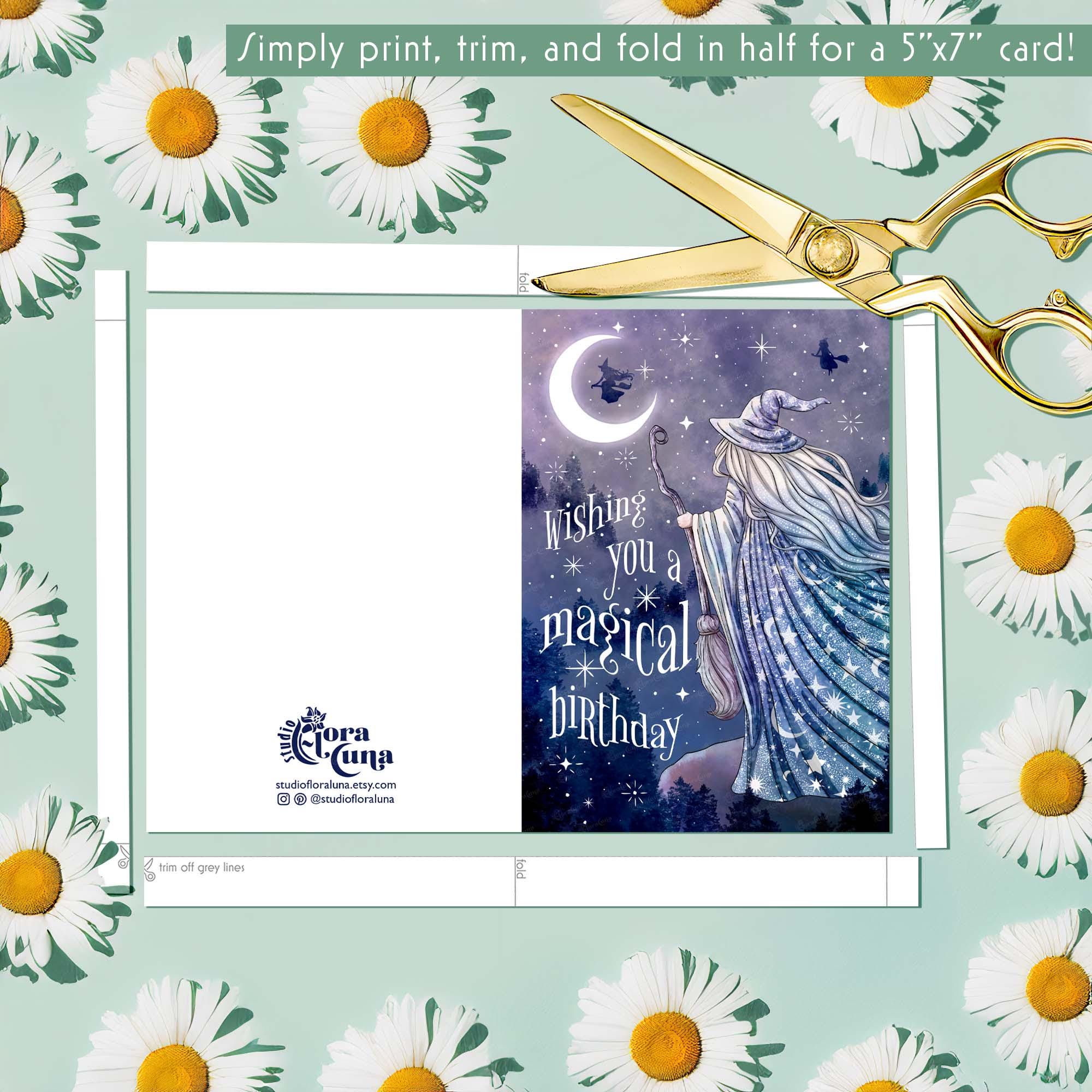 Witchy Birthday Card Printable Magical October Celebration Gift for ...