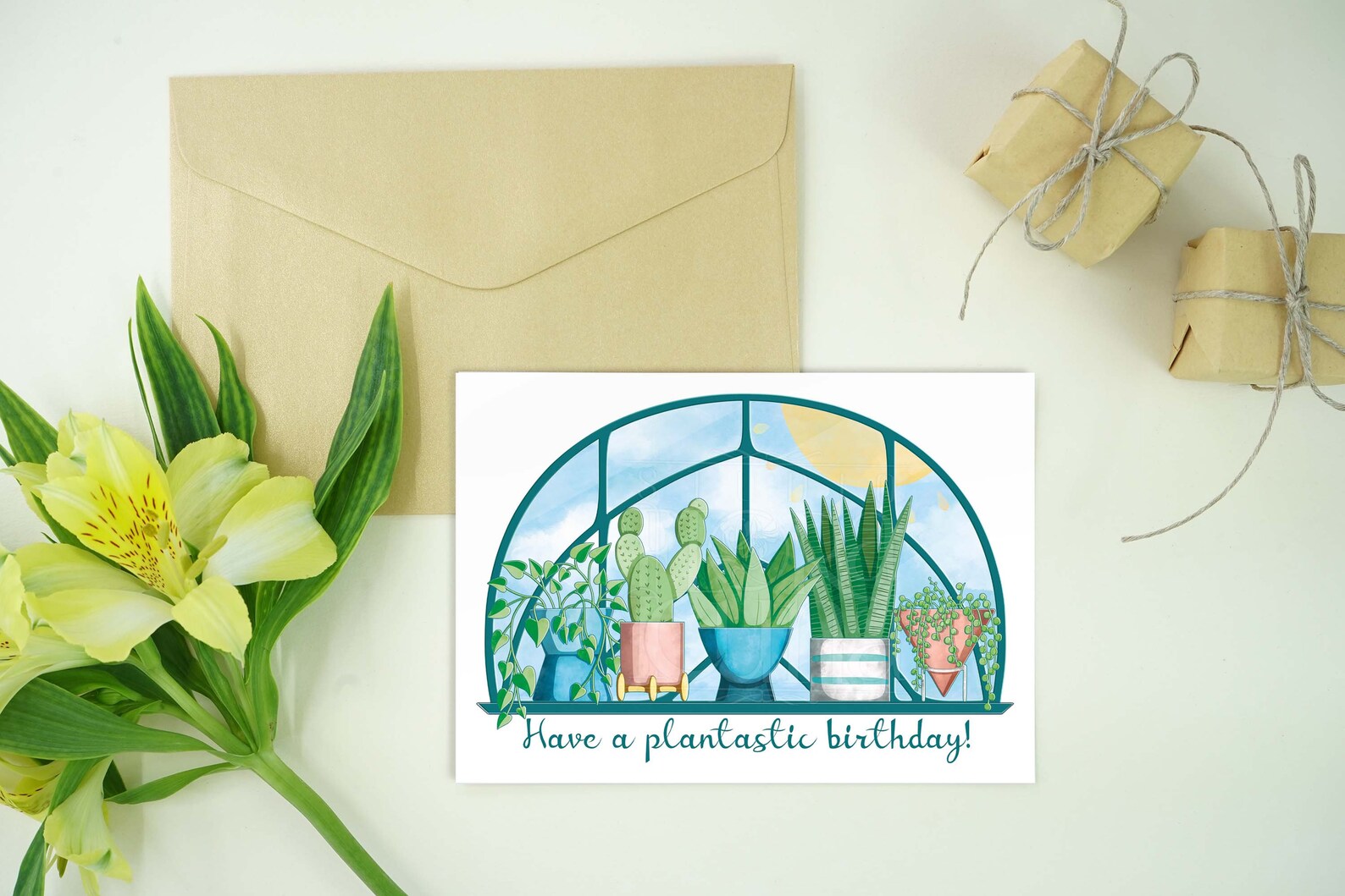 Botanical Birthday Greeting Card Printable Pun Bday Notecard 5x7 Plant ...