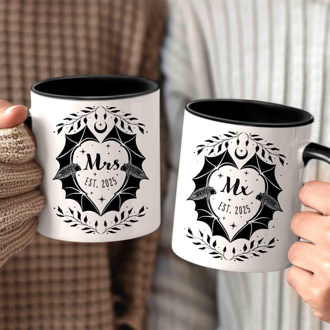 Goth Non-binary Honorific Mx Mug Spooky Bat Personalized Marriage Date ...