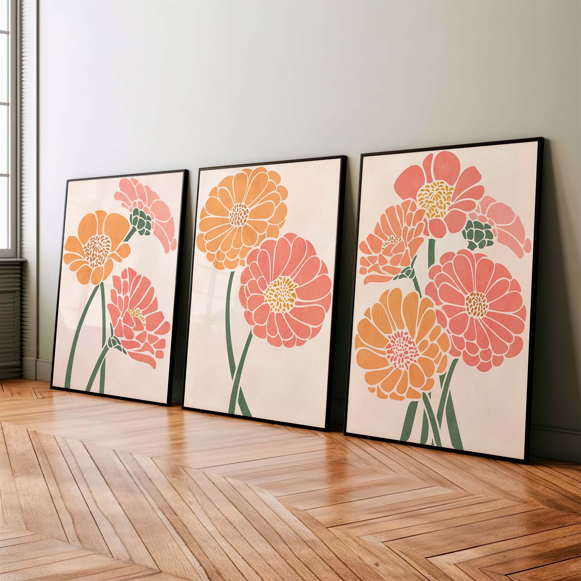 Flower Poster 3 Piece Wall Art Botanical Print Boho Wall Art Gallery ...