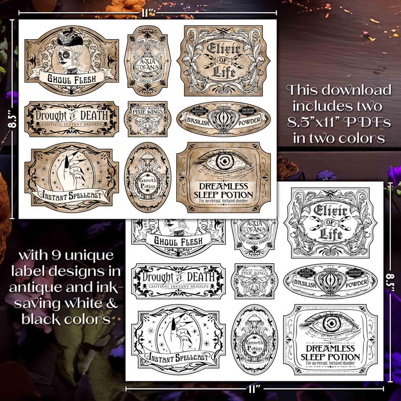 Potion Bottle Label Printable Magic Apothecary Label Alchemy Witchcraft ...