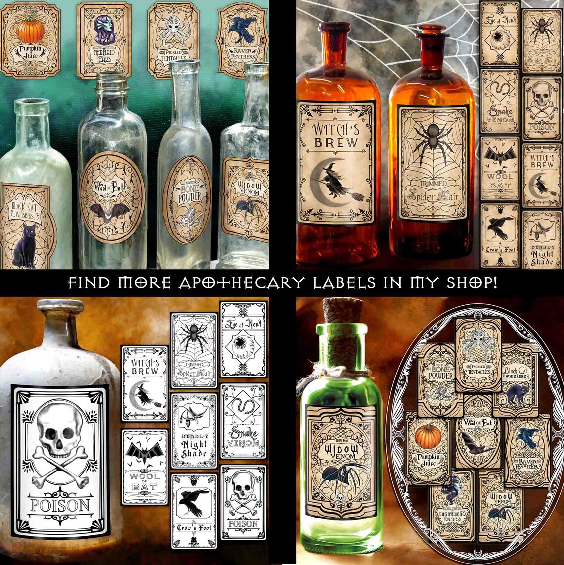 Potion Bottle Labels Printable Apothecary Labels Vintage Halloween ...