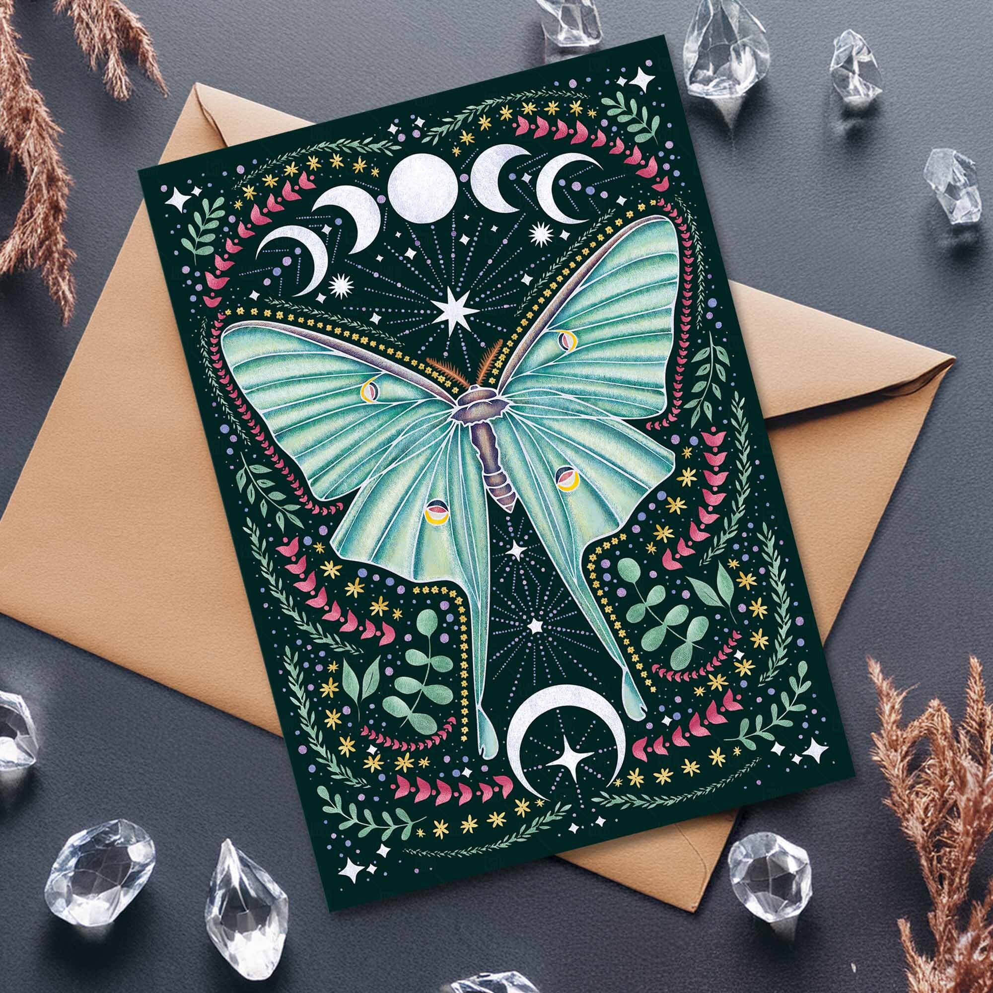Luna Moth Everyday Card Forest Witch Gift Luna Moth Illustration ...