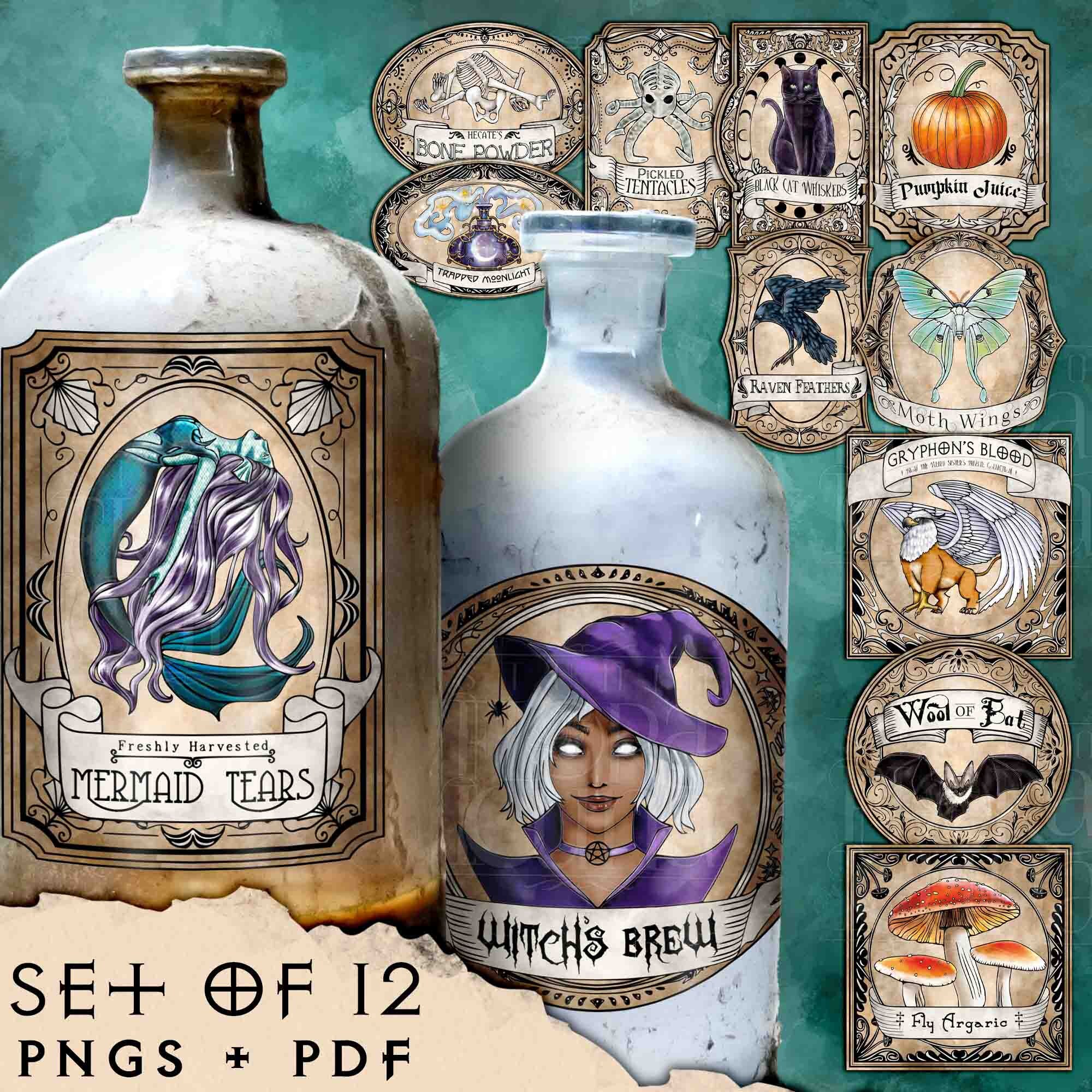 Potion Bottle Labels Printable Apothecary Labels Witch Decor Gothic ...