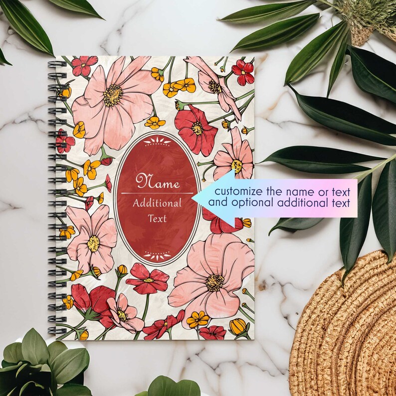 Custom Notebook Floral Spiral Notebook Travel Diary Daily Journal Lined ...