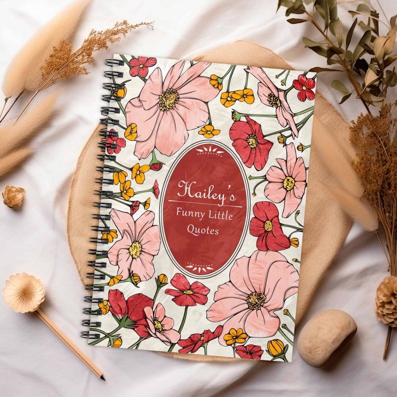 Custom Notebook Floral Spiral Notebook Travel Diary Daily Journal Lined ...