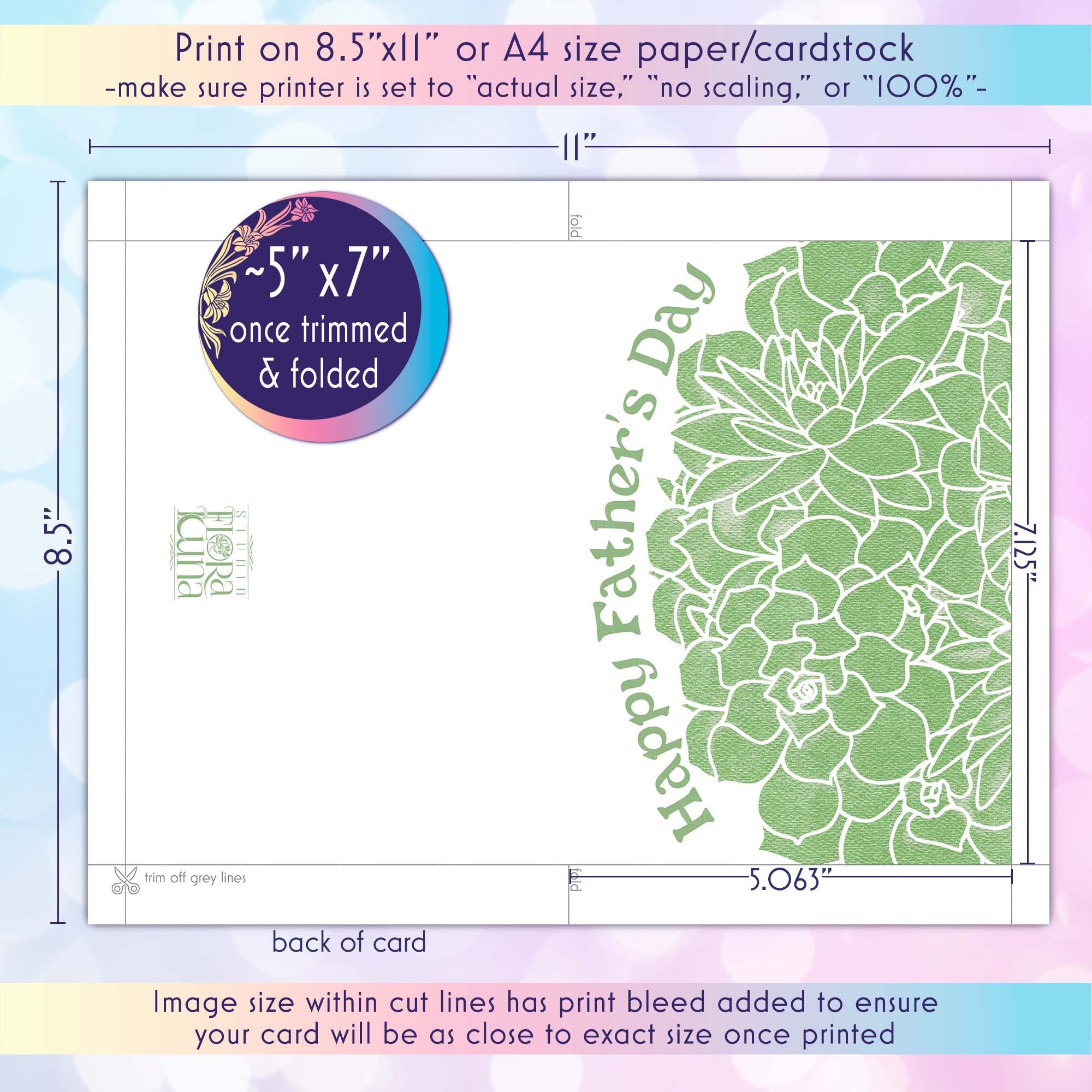 Fathers Day Card Printable Plant Dad Card DIY Fathers Day Botanical ...