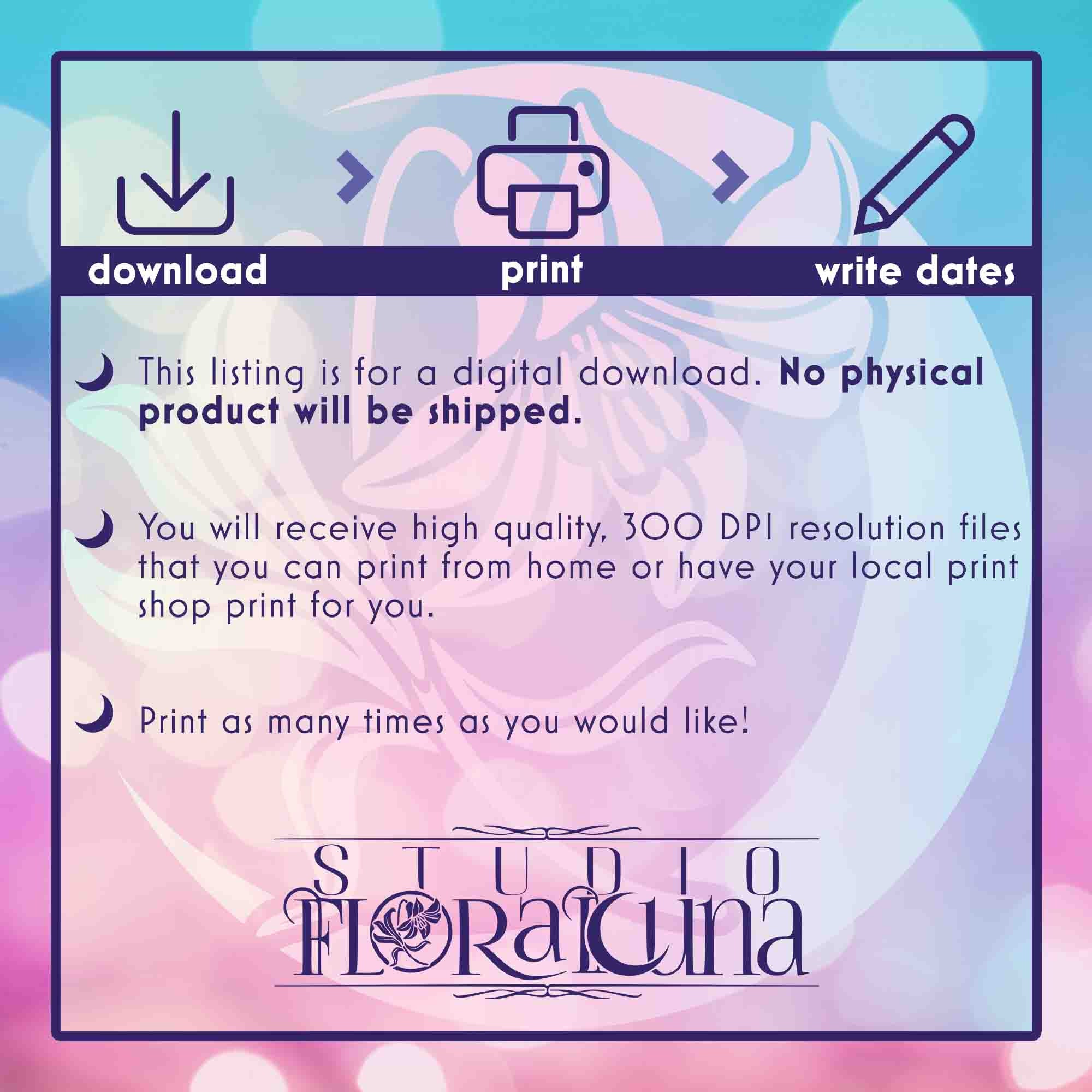 Printable Calendar Monthly, Fillable Calendar, Floral Letters, Blank ...