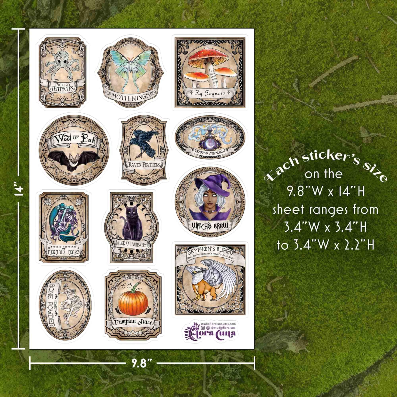 Apothecary Label Set of 12 Vinyl Sticker Sheet Potion Bottle Label ...
