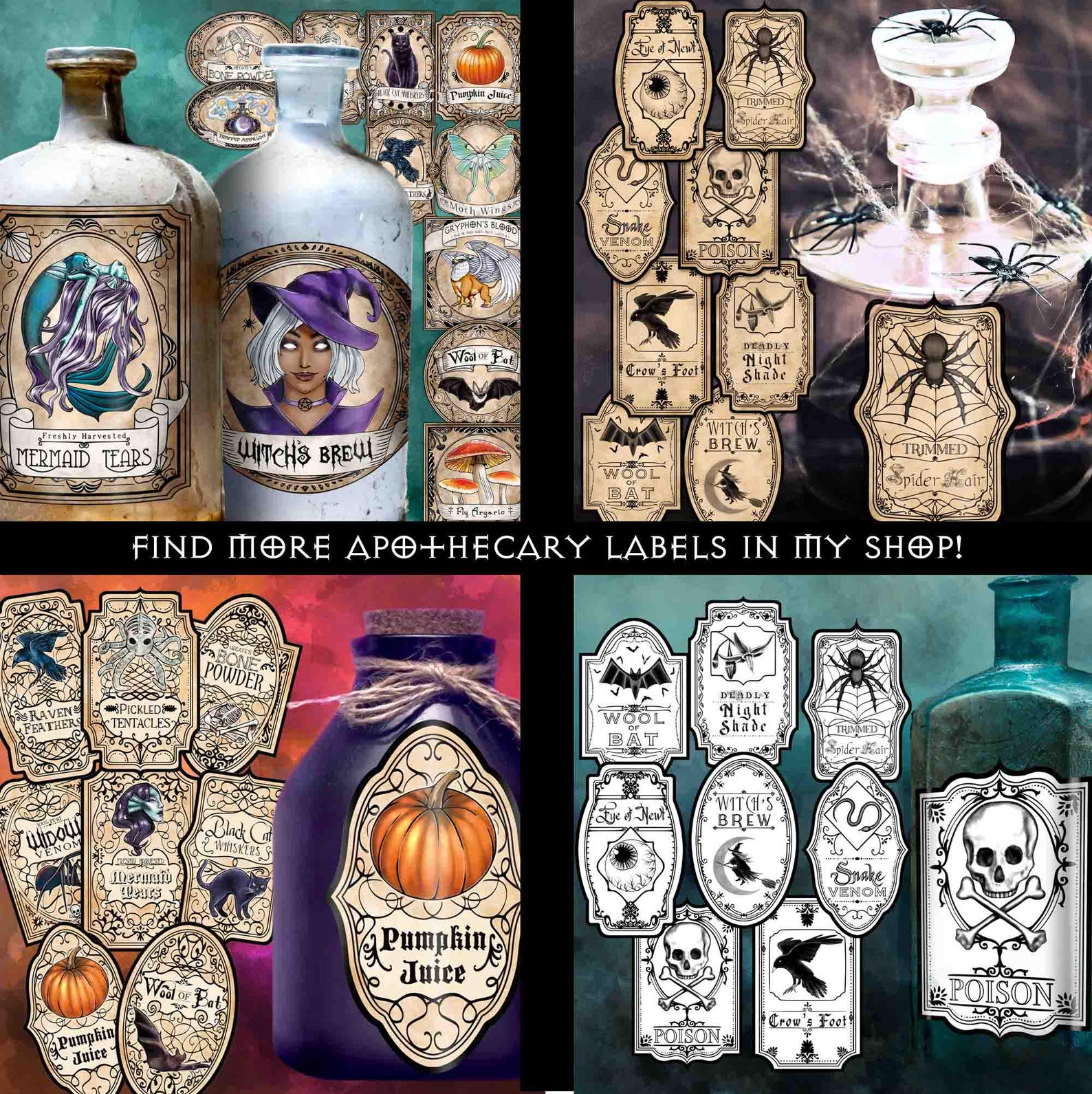 Potion Bottle Labels Printable Apothecary Labels Potion Stickers ...