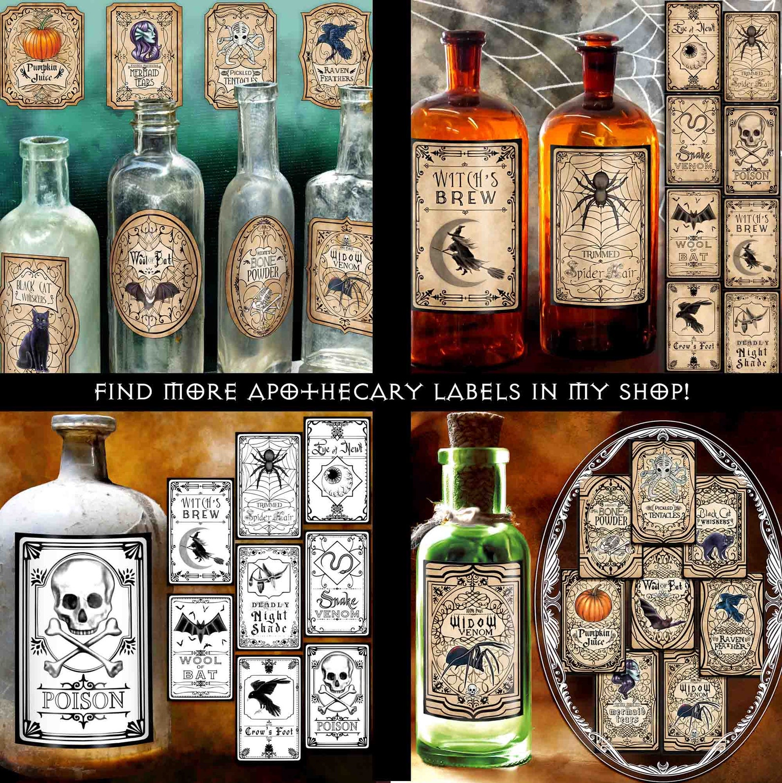 Potion Bottle Labels Printable Apothecary Labels Witch Decor Gothic ...