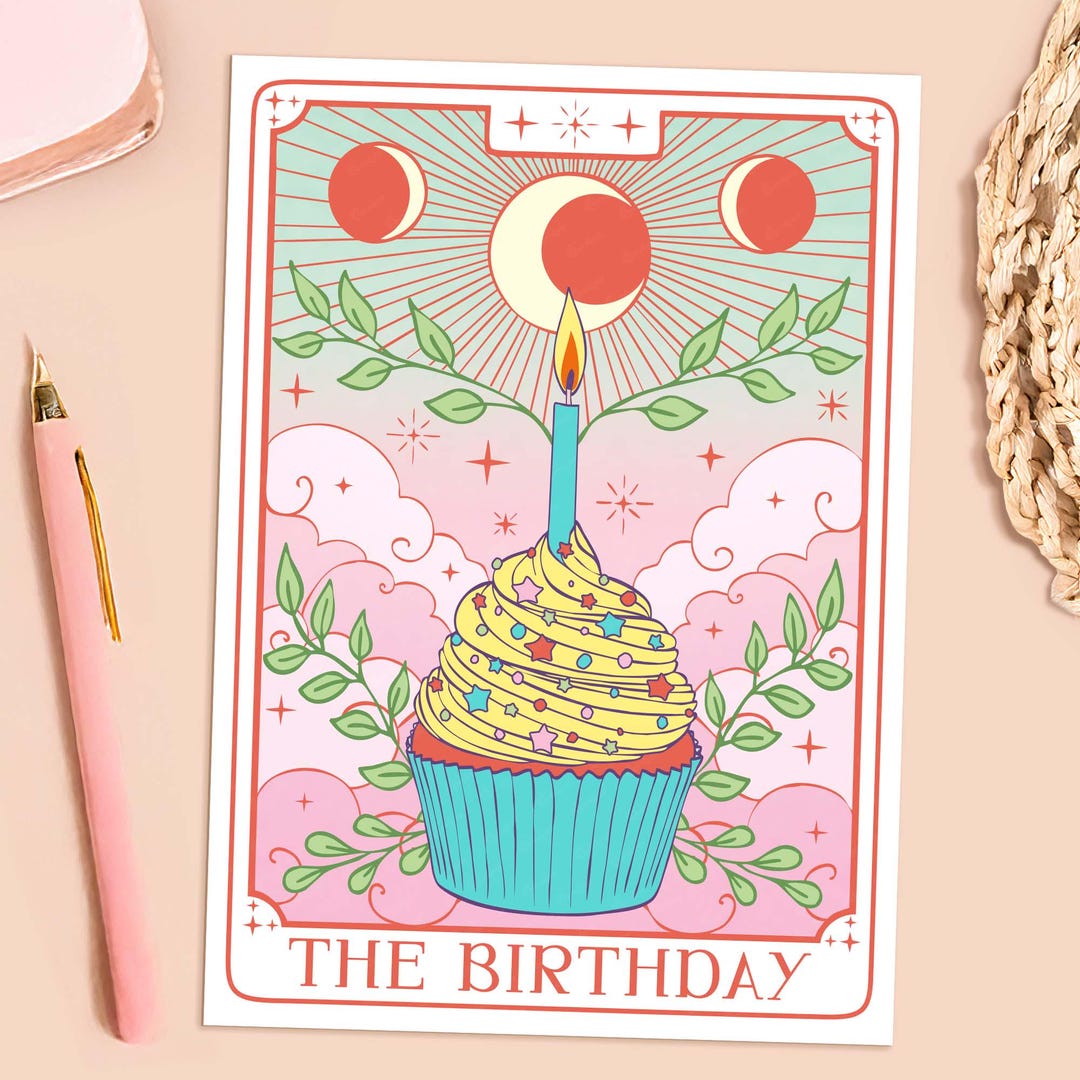 Tarot Birthday Card Printable 5x7 With Envelope Template the Birthday ...