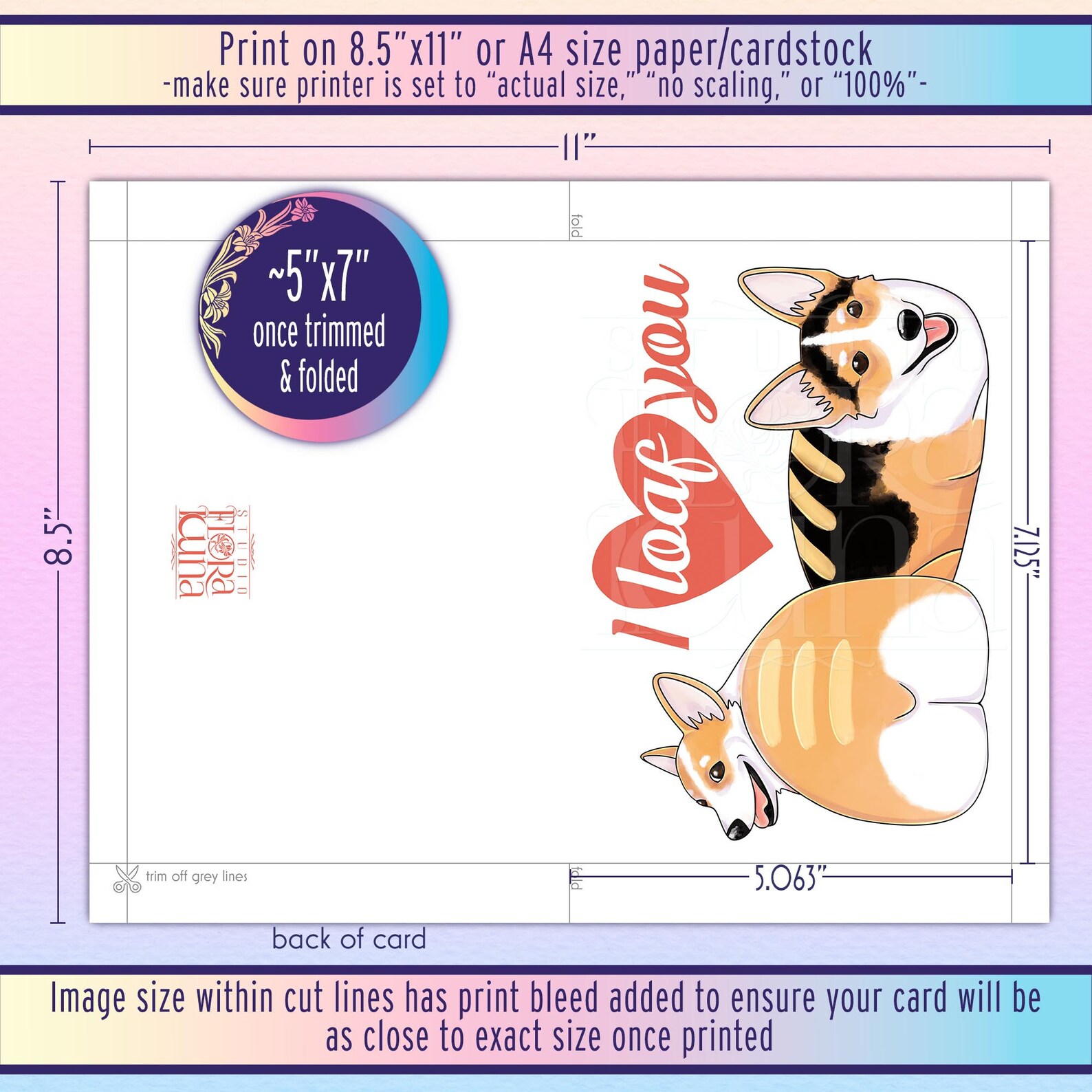 Tri Color Corgi Anniversary Card I Loaf You Printable Valentines Card ...