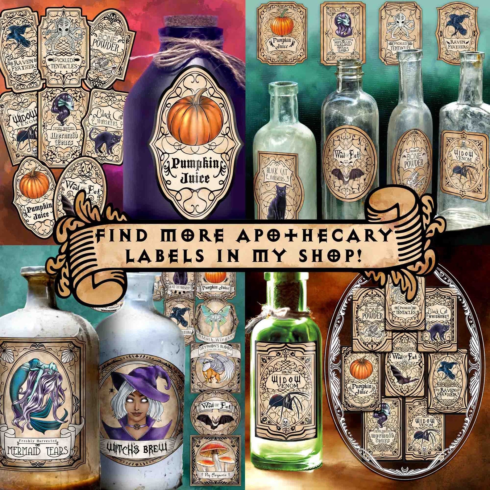 Printable Apothecary Labels, Apothecary Labels Halloween, Potion Bottle ...