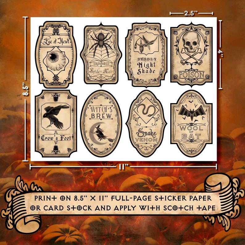 Potion Bottle Labels Halloween Printable Party Decorations Witch’s Brew ...