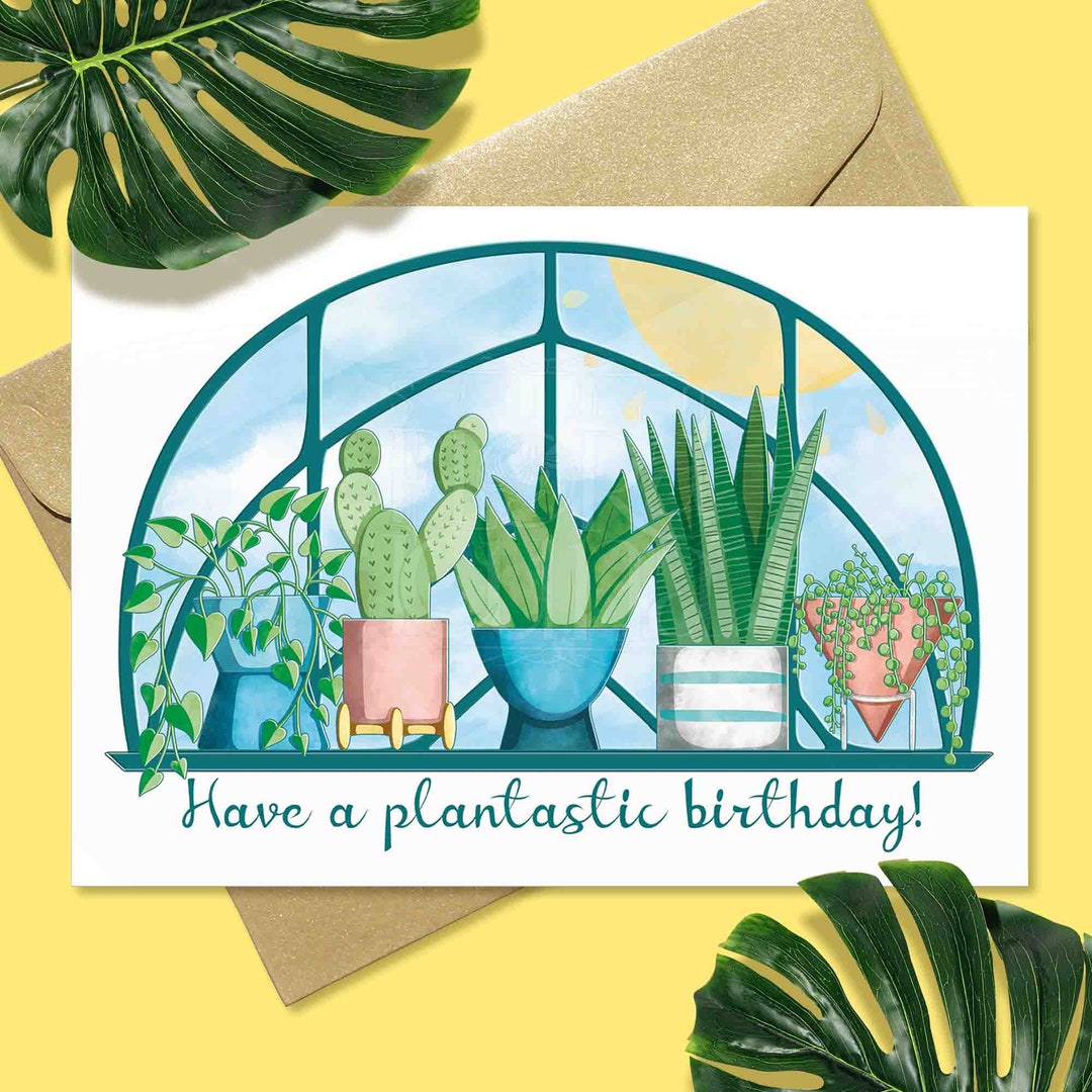 Botanical Birthday Greeting Card Printable Pun Bday Notecard 5x7 Plant ...