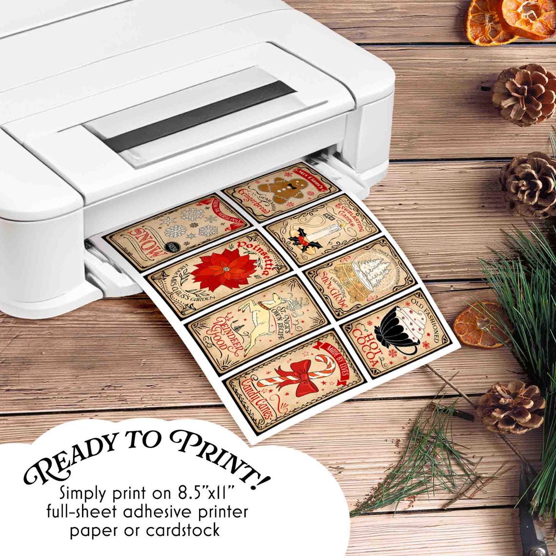 Printable Christmas Label Apothecary Old Fashioned Ephemera Retro Xmas ...