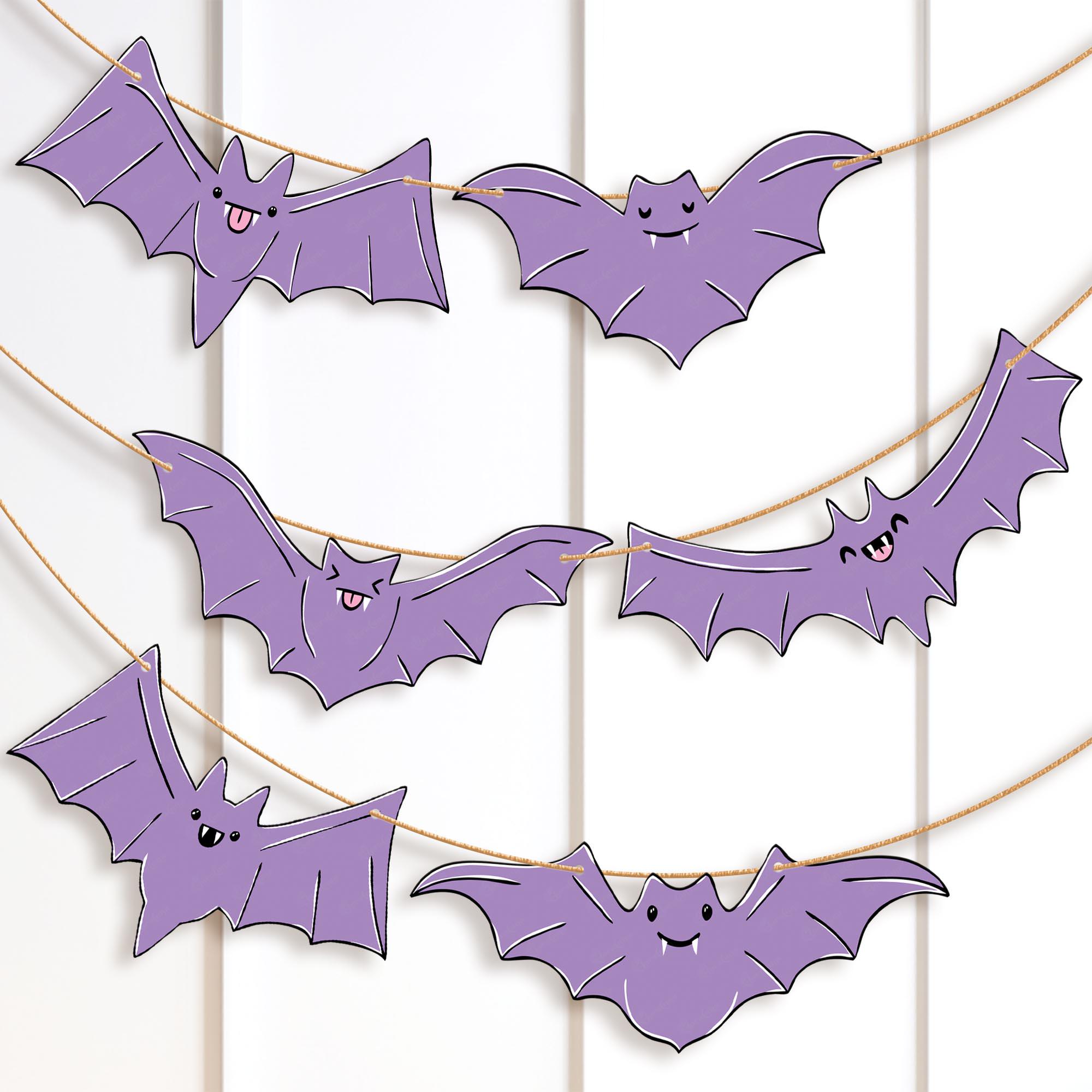 Printable Bat Garland Halloween Party Decor DIY Classroom Activity Cute ...