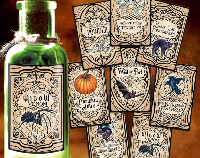 Potion Bottle Labels Printable Apothecary Labels Potion Stickers ...