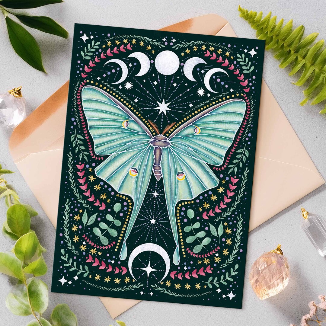 Luna Moth Everyday Card Forest Witch Gift Luna Moth Illustration ...