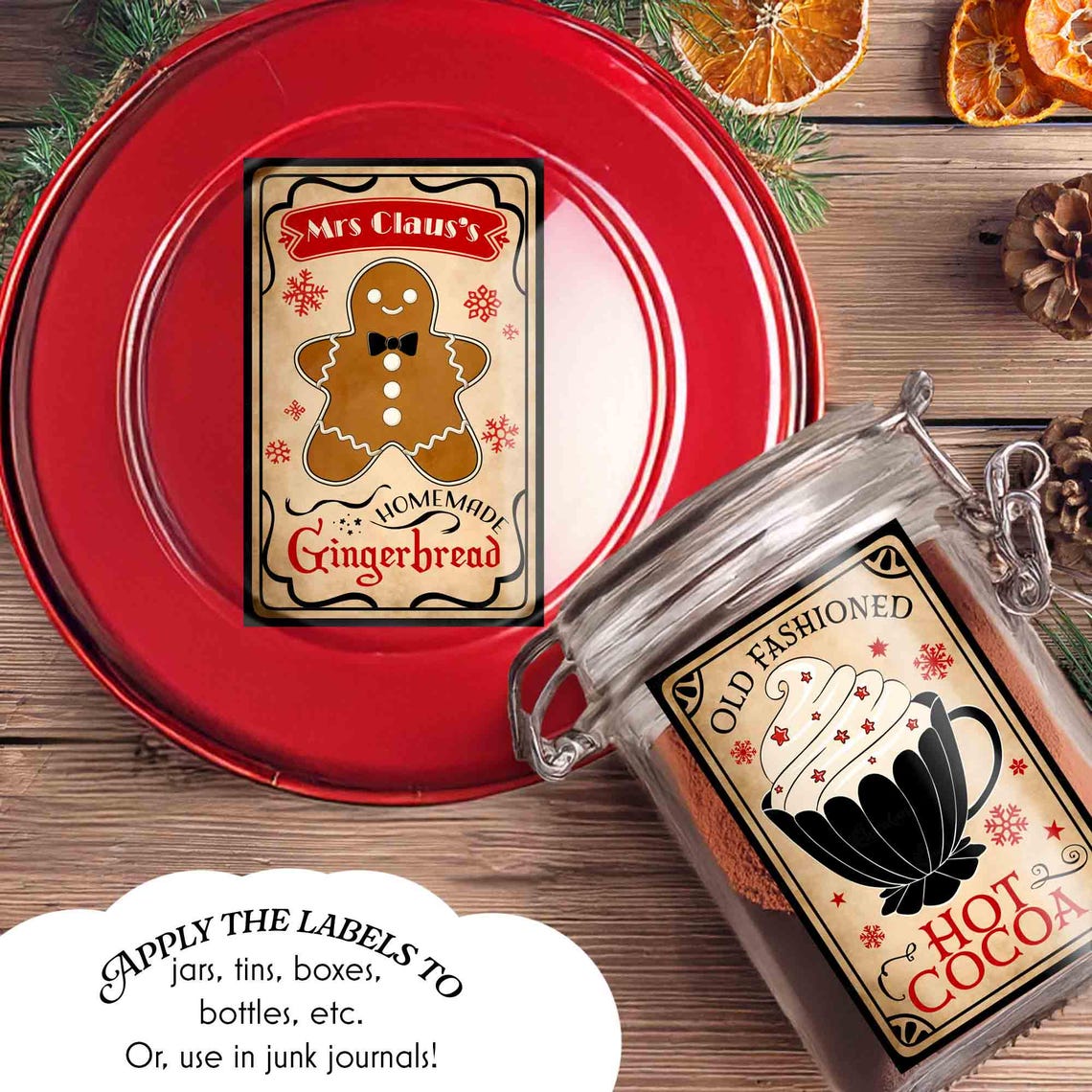Printable Christmas Label Apothecary Old Fashioned Ephemera Retro Xmas ...