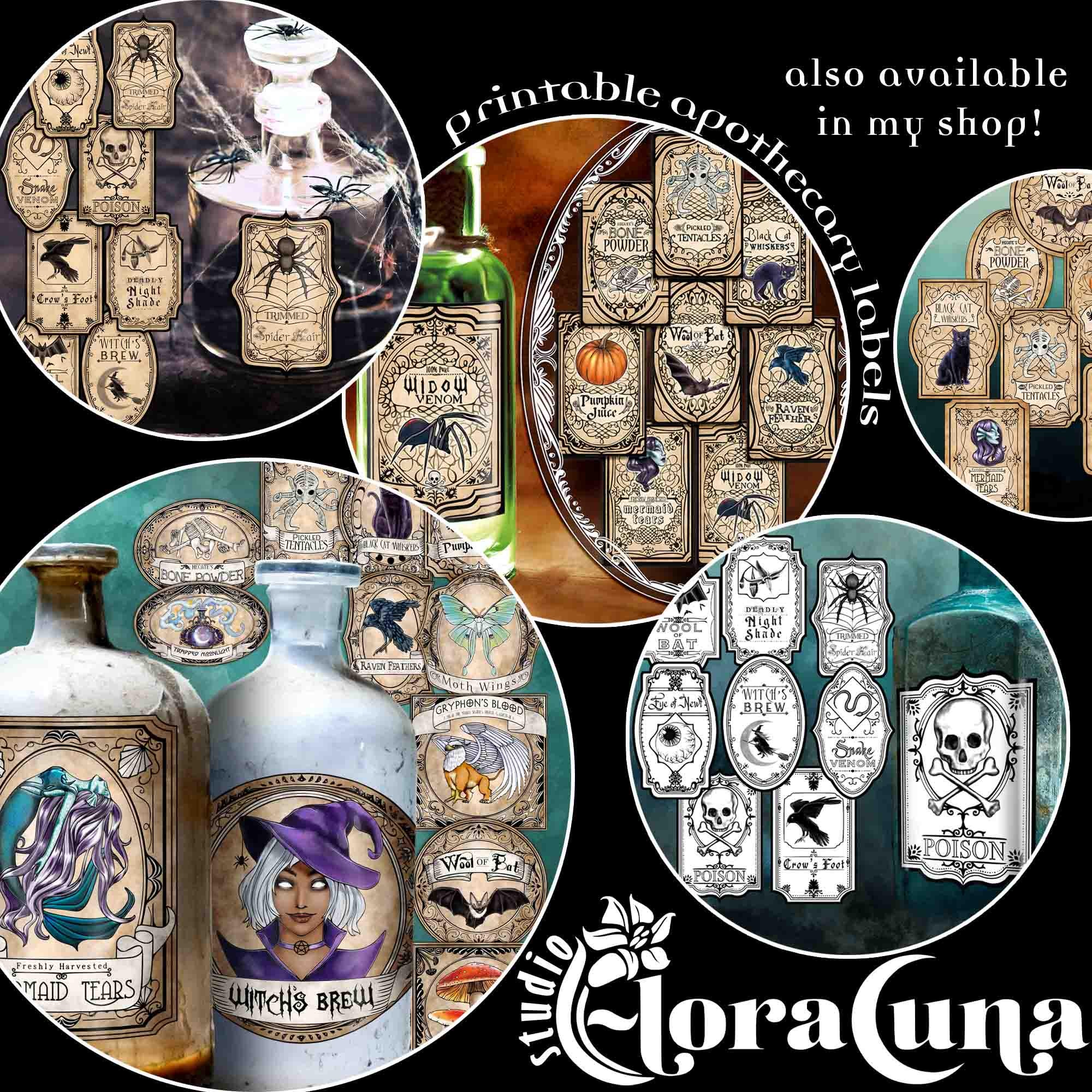 Apothecary Labels Set of 8 Vinyl Sticker Sheet Witch Potion Bottle ...