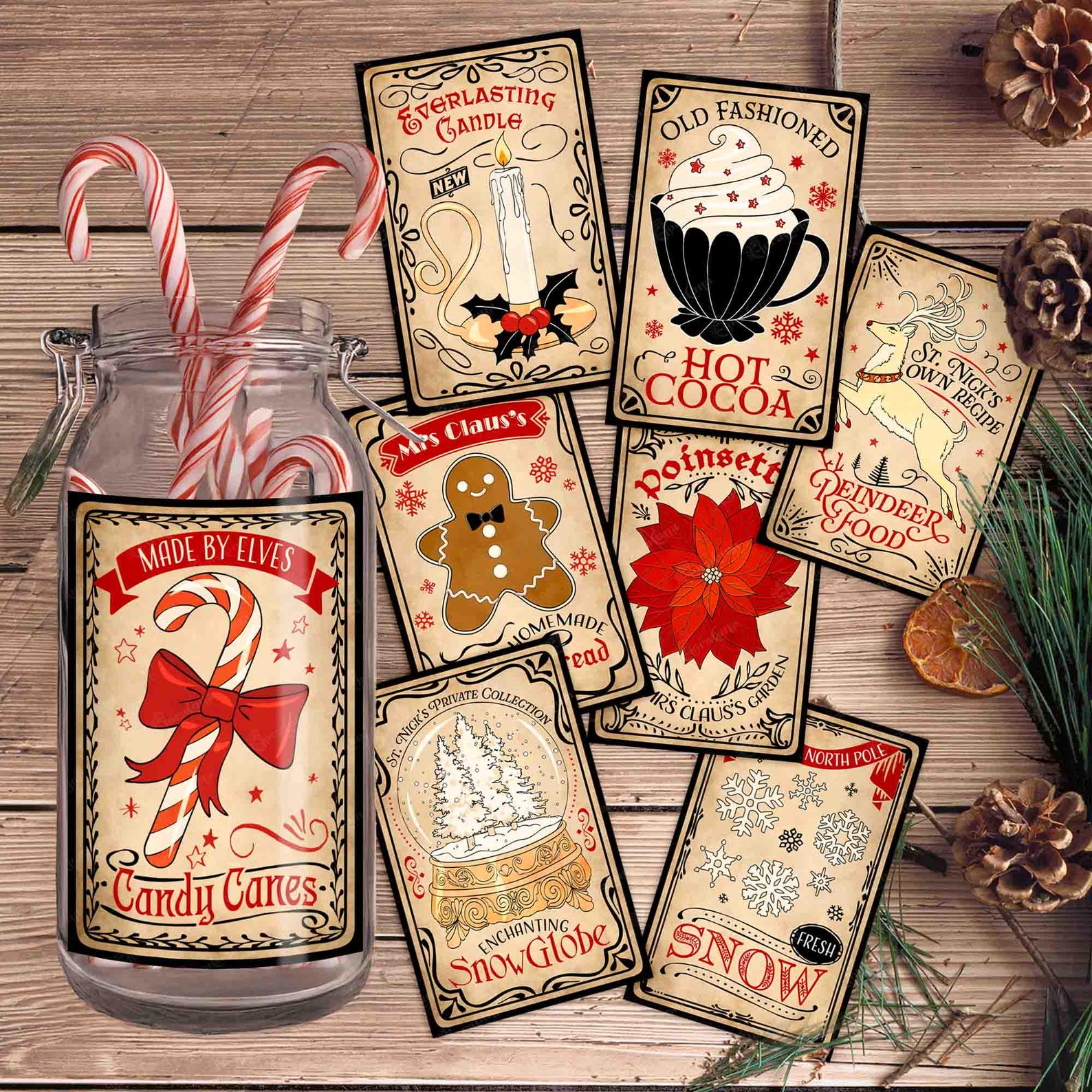Printable Christmas Label Apothecary Old Fashioned Ephemera Retro Xmas ...