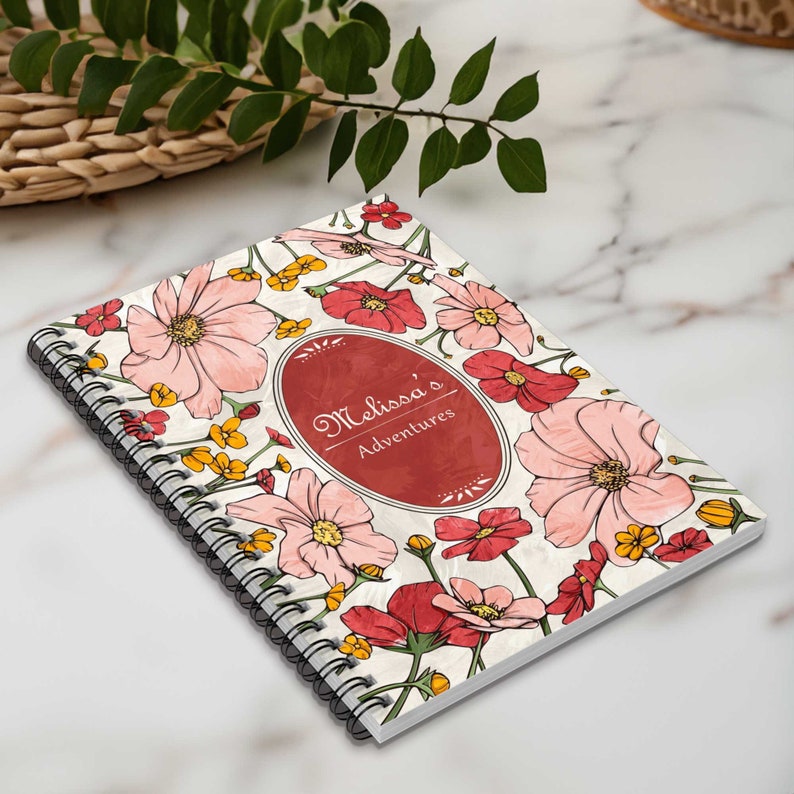 Custom Notebook Floral Spiral Notebook Travel Diary Daily Journal Lined ...