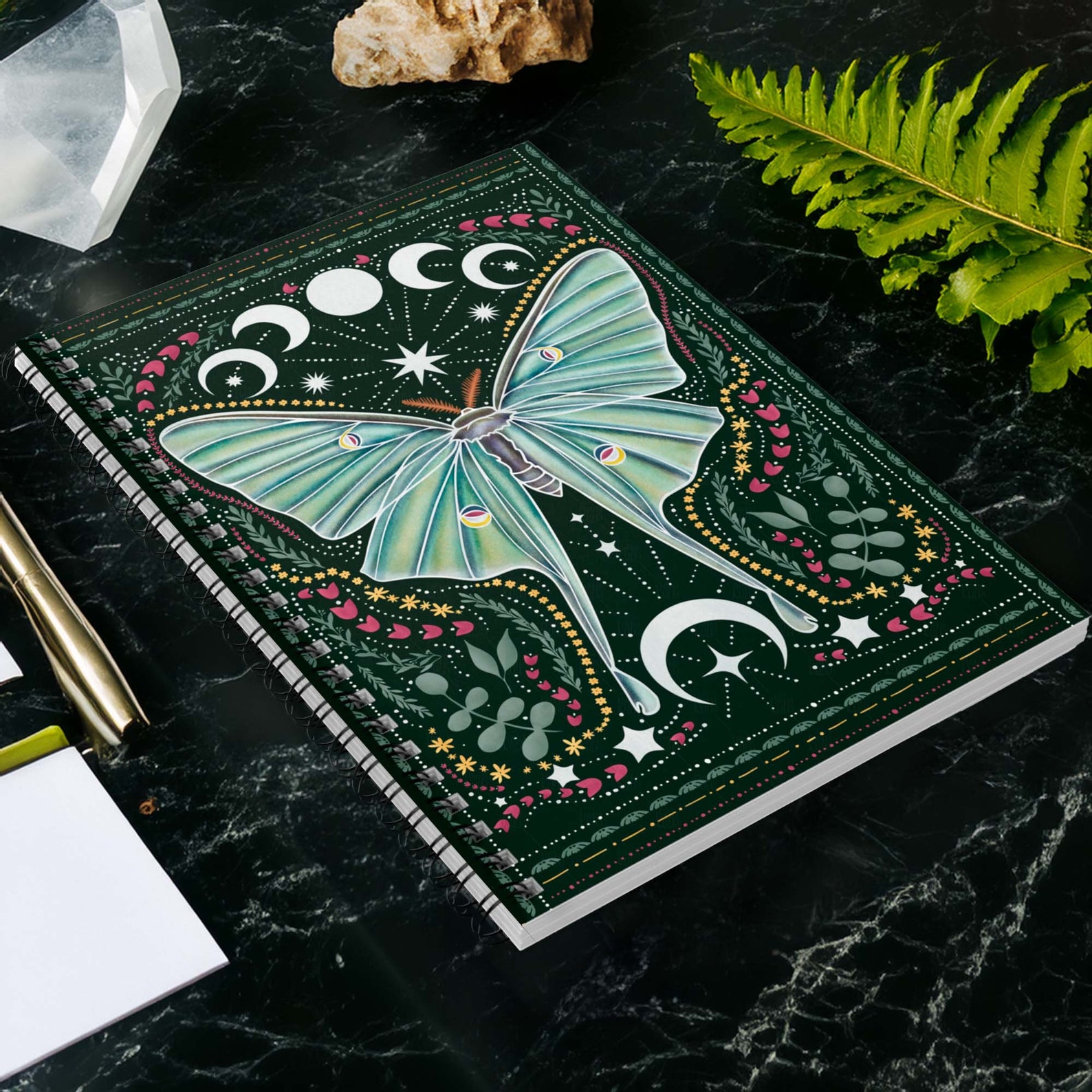 Luna Moth Lined Spiral Notebook Cottagecore Daily Journal Goblincore ...
