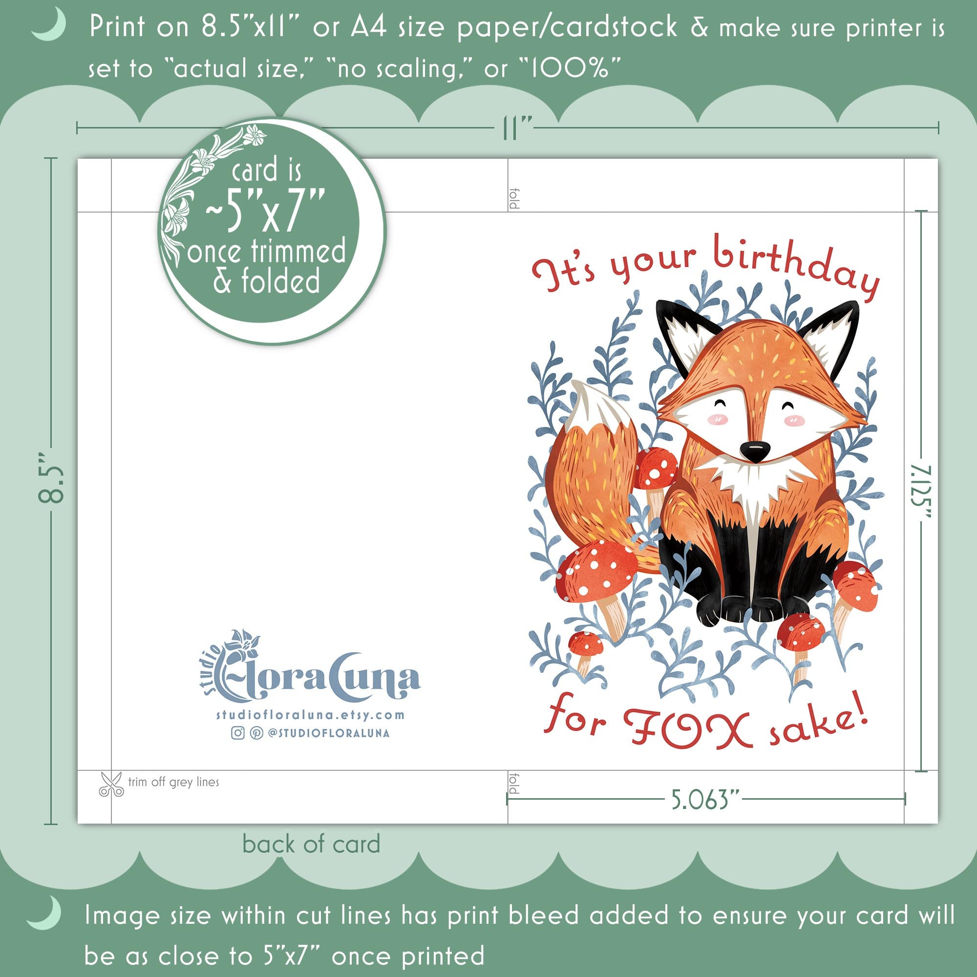 Printable Happy Birthday Card for Fox Sake Funny Birthday Card for ...